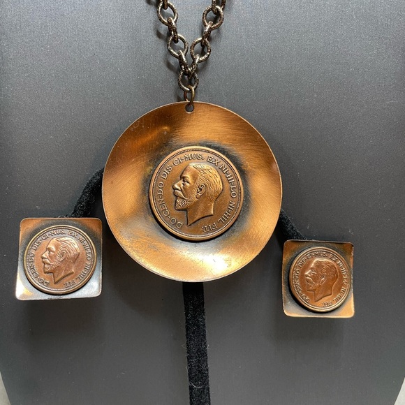 Estate | Jewelry | Vintage Copper Coin Medallion Necklace Earrings Set ...